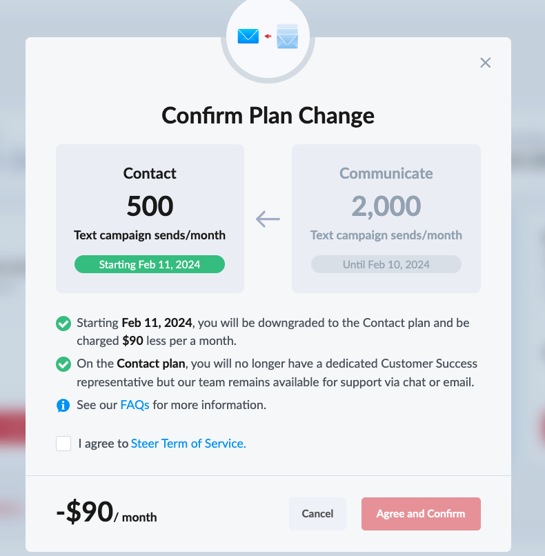 How to upgrade or downgrade my Steer plan